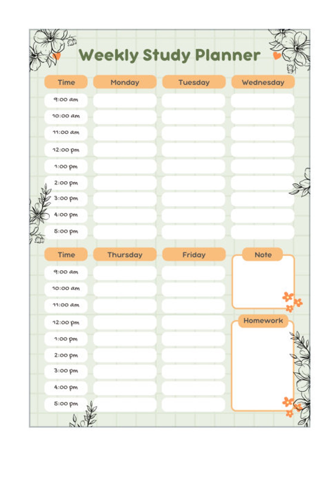 Weekly Study Planner & Printable Weekly Study Planner Weekly - Etsy