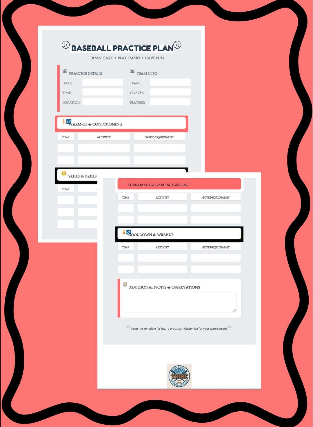 Baseball Practice Plan Template|instant Download|coach Planner|youth ...