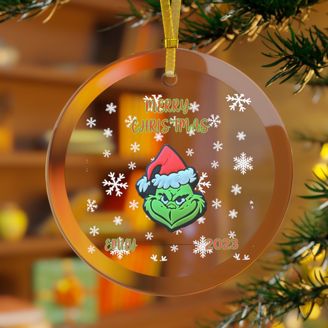 Personalized Christmas Grouch Glass Ornament Matching Focal - Etsy