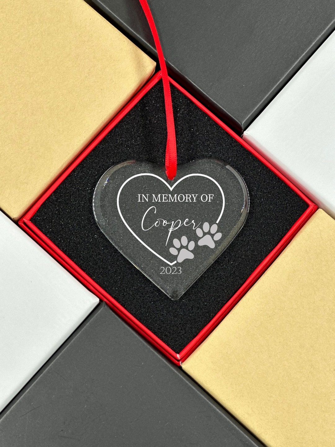Dog Memorial Ornament Paw in Heart Christmas Ornament in - Etsy Dog Memorial Ornament Paw in Heart Christmas Ornament in - Etsy