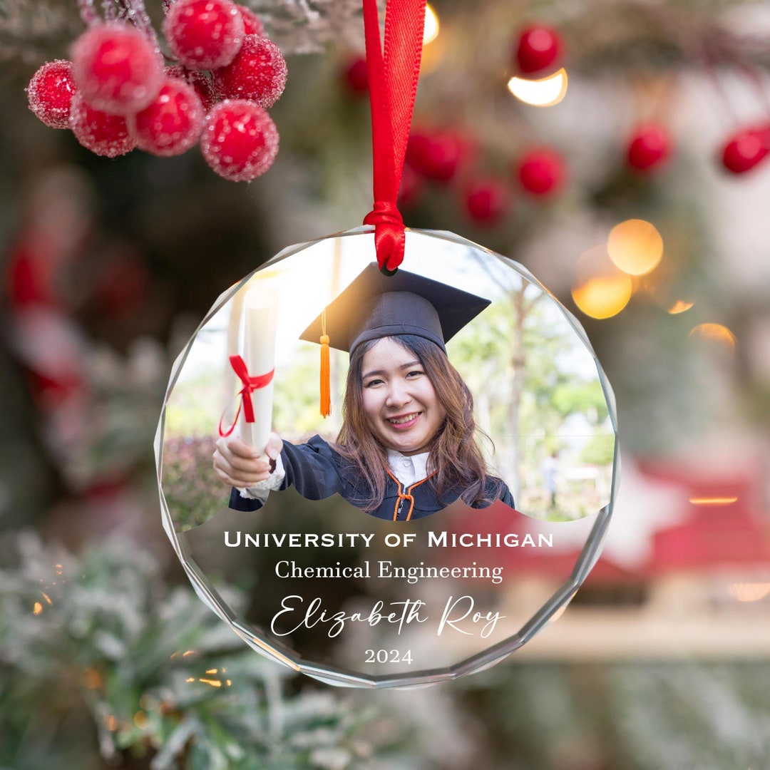 Personalized Graduation Photo Glass Ornament: Class of 2024 - Etsy