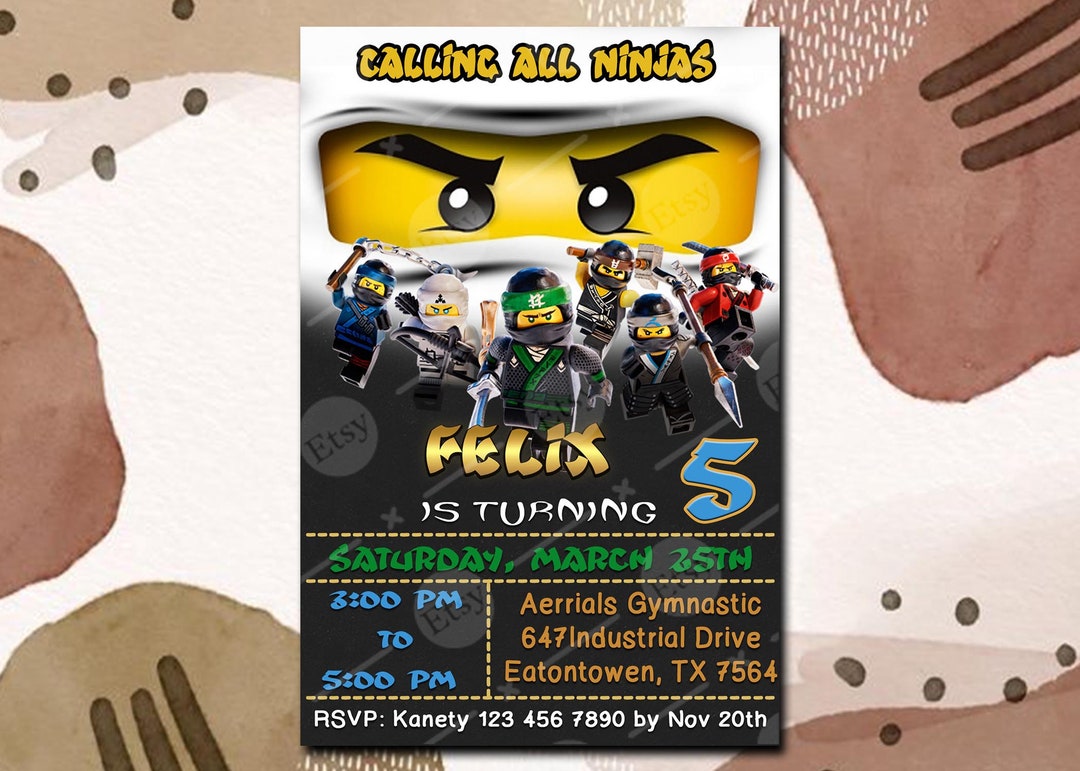 Ninjago Invitation Ninjago Birthday Invitation Ninjago - Etsy