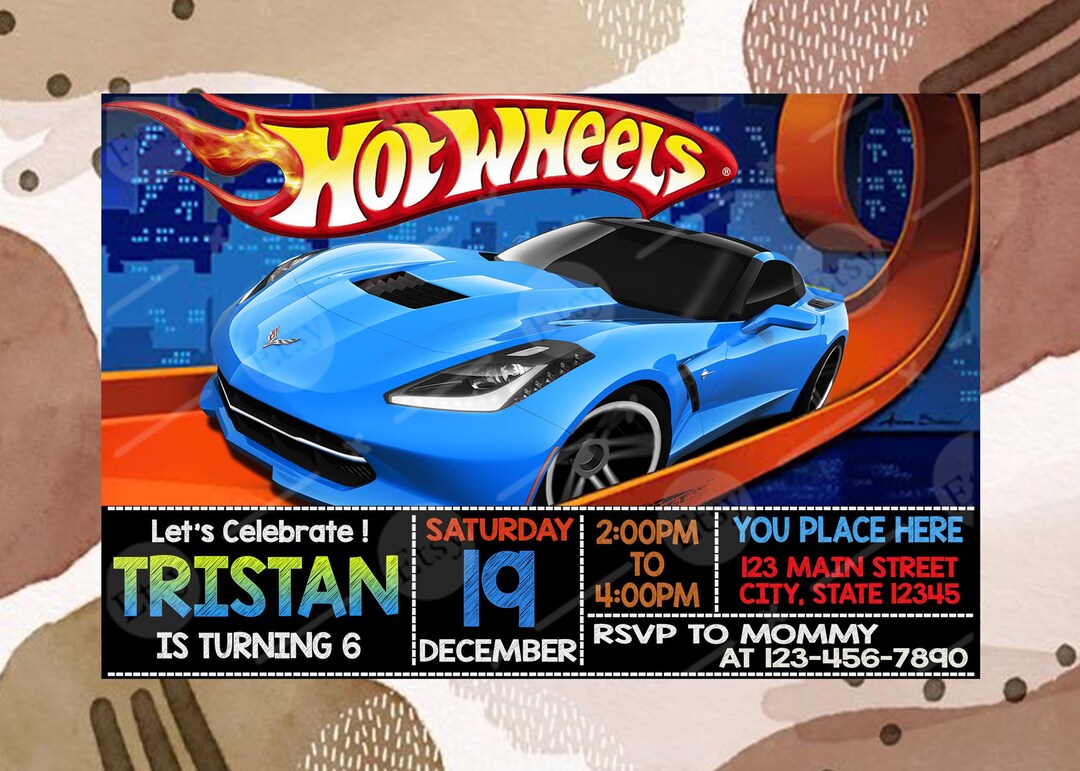 Invitación de Hot Wheels, Invitación de coches, Invitación de ...