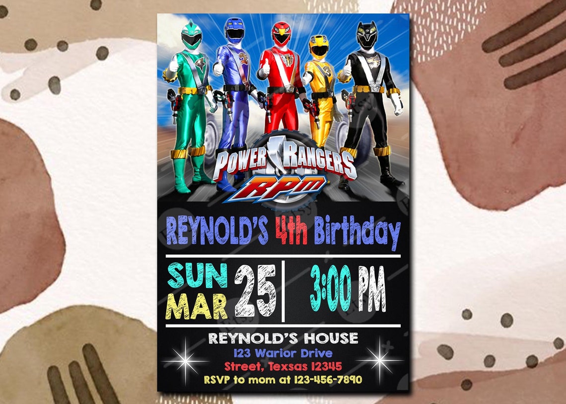 Power Rangers Invitation,power Rangers Birthday,power Rangers Birthday ...