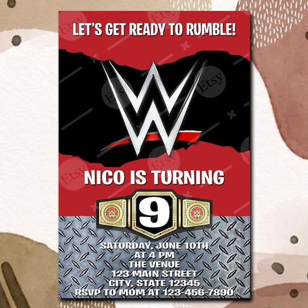 Wwe Invitation - Etsy