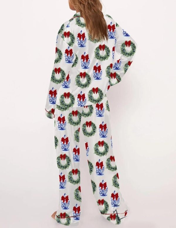Chinoiserie Christmas Long Sleeve Pajama Set, Chinoiserie Xmas Pajamas ...