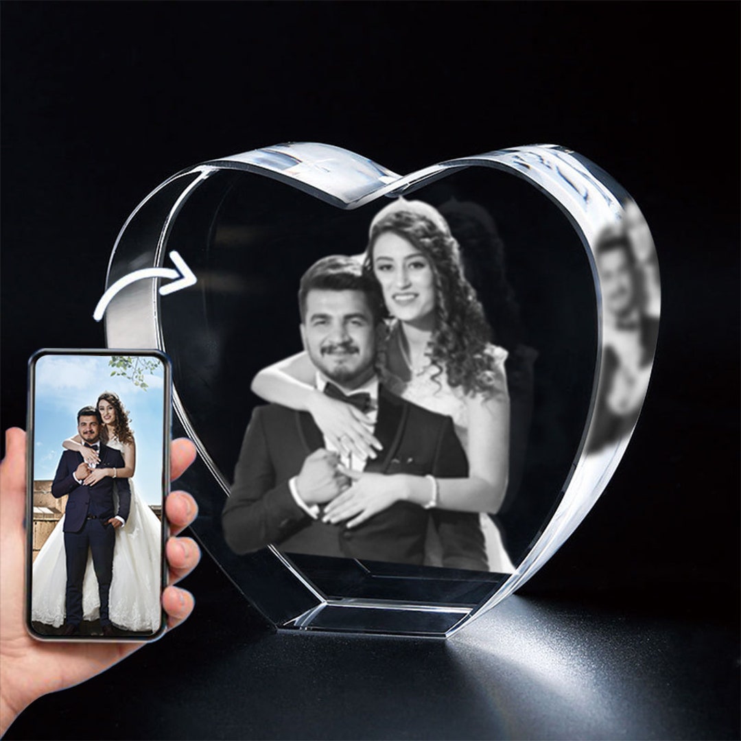 Personalized 3D Crystal Photo Heart, Mothers Day Gift, Anniversary ...