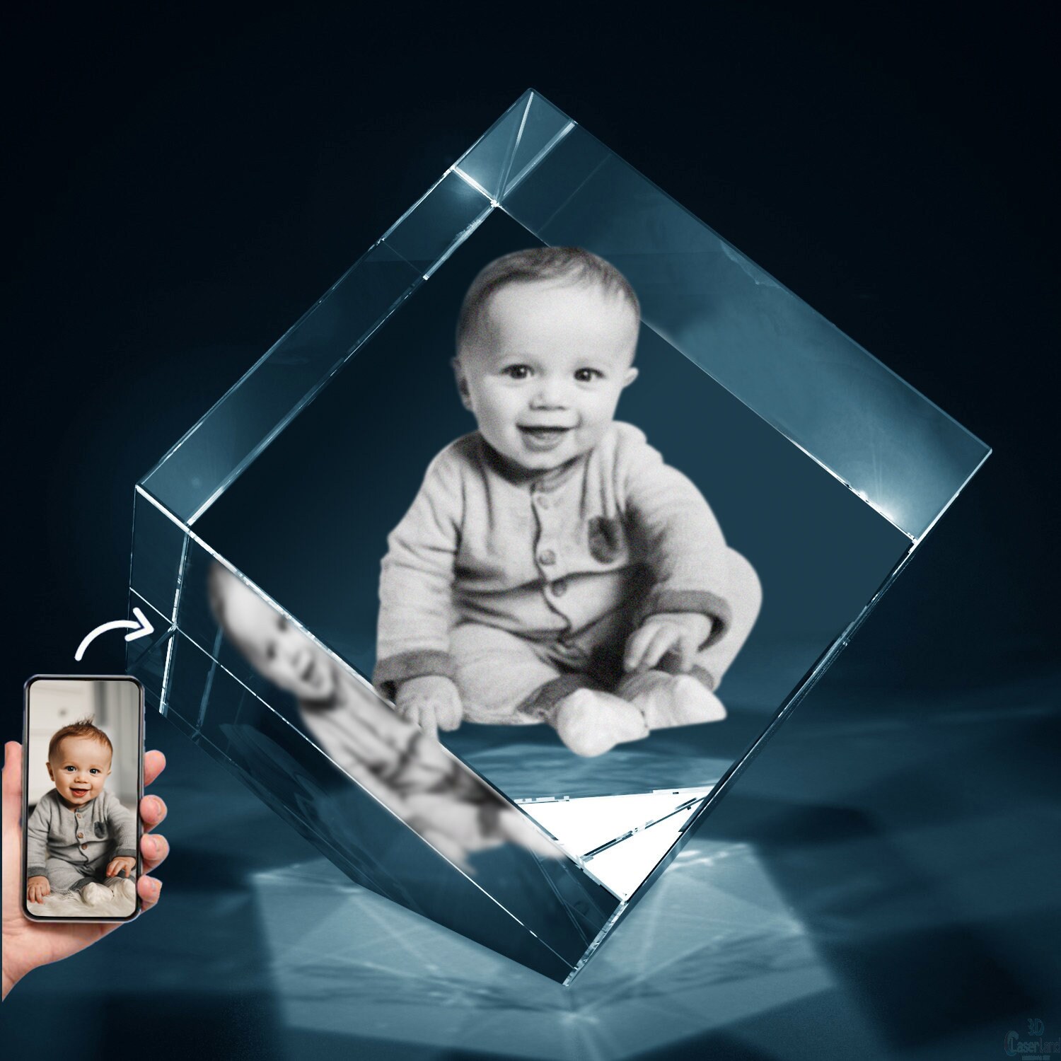 3D Crystal Photo Diamond, Custom 3D Photo Gifts for Women, Men, Mom ...