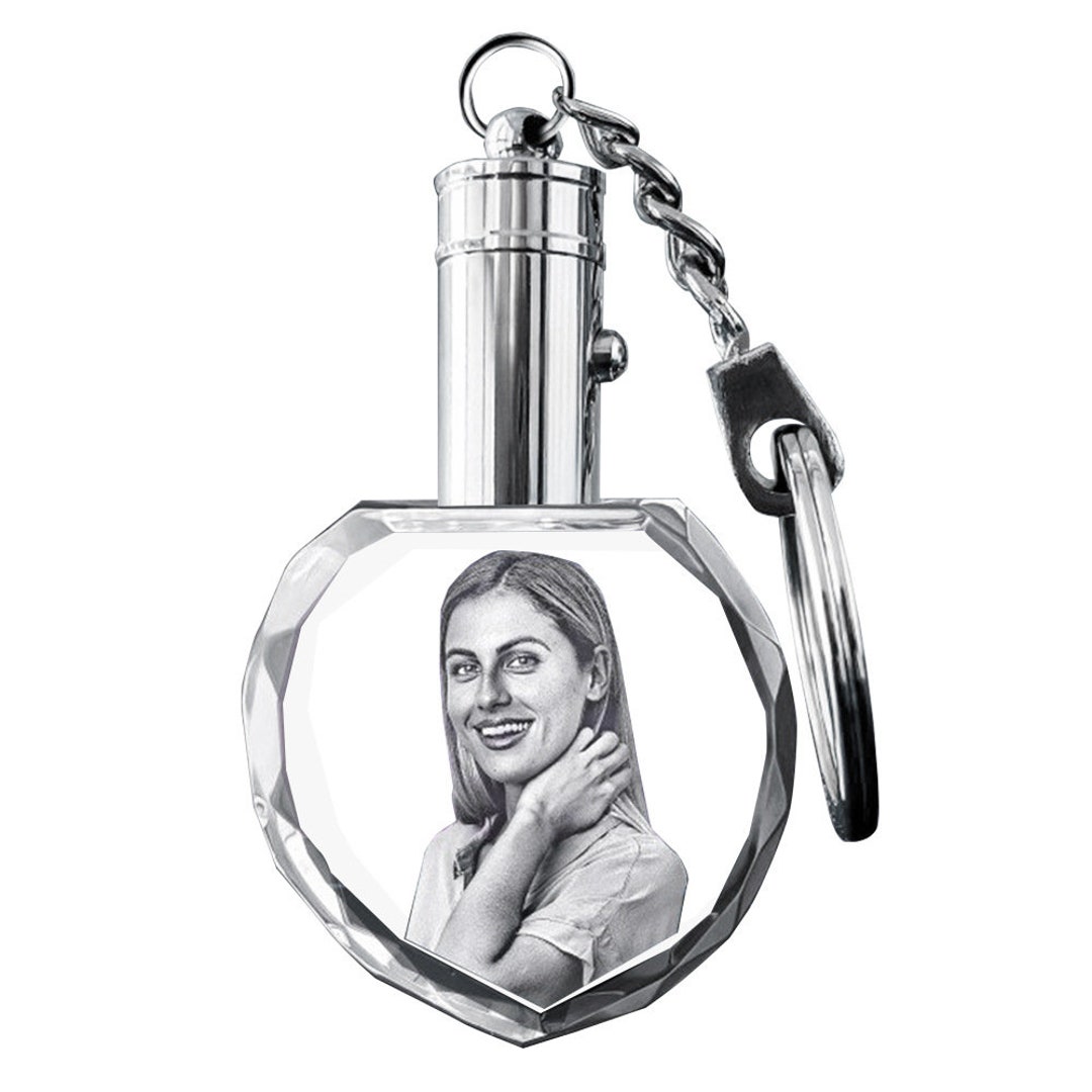 Personalized 2D Crystal Photo Gifts, Heart Lighted LED Keychain ...