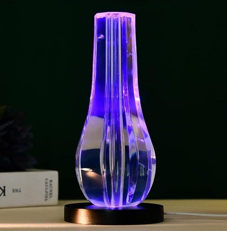 Wood LED Light Base for Acrylic, Crystal, Glass Art, 7 Color Cycle USB ...