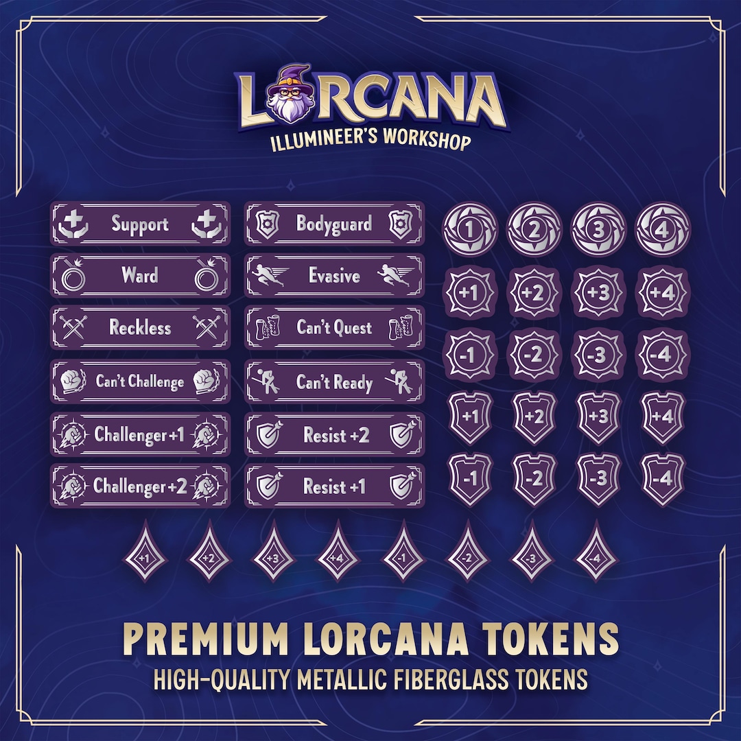 Premium Disney Lorcana Tokens | Double Sided - Metallic - Lightweight ...