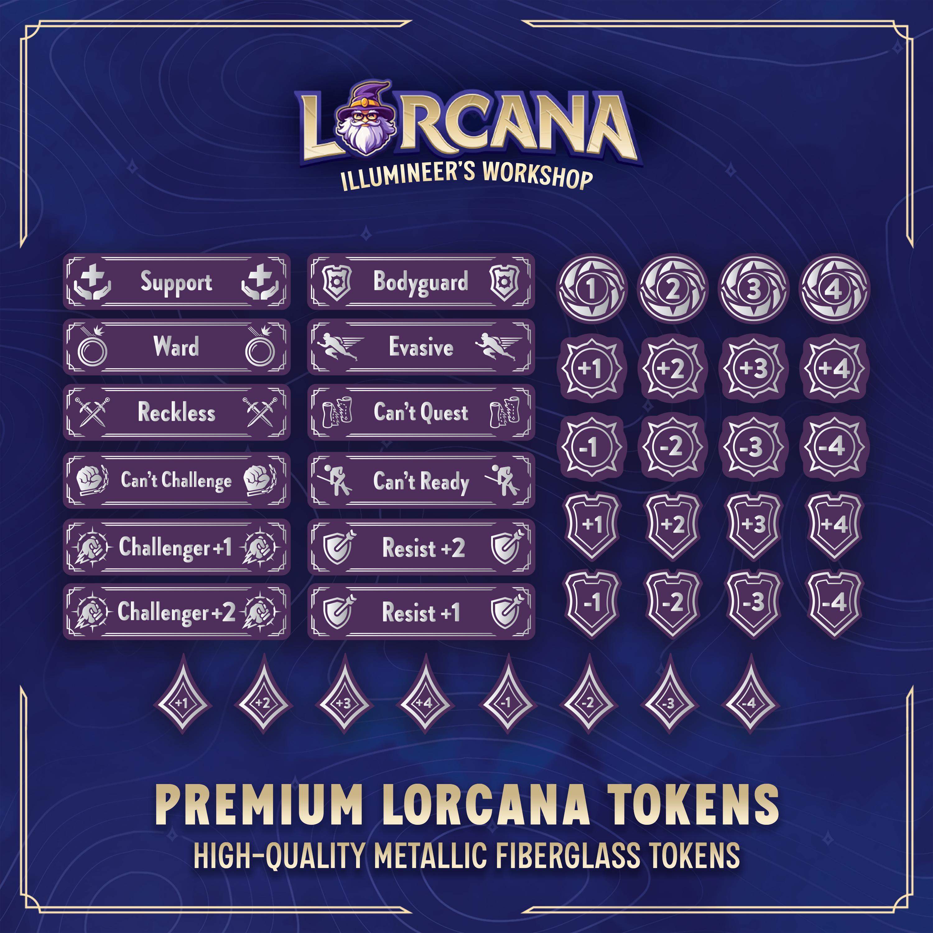 Premium Disney Lorcana Tokens | Double Sided - Metallic - Lightweight ...