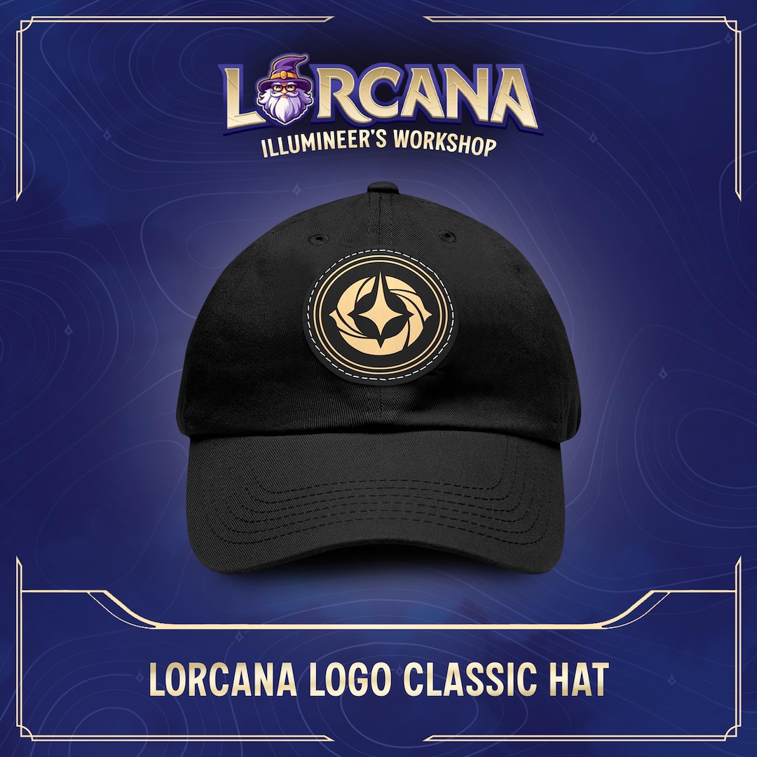 Lorcana Logo Leather Patch Hat - Chino Twill Cotton & PU Leather - Six ...