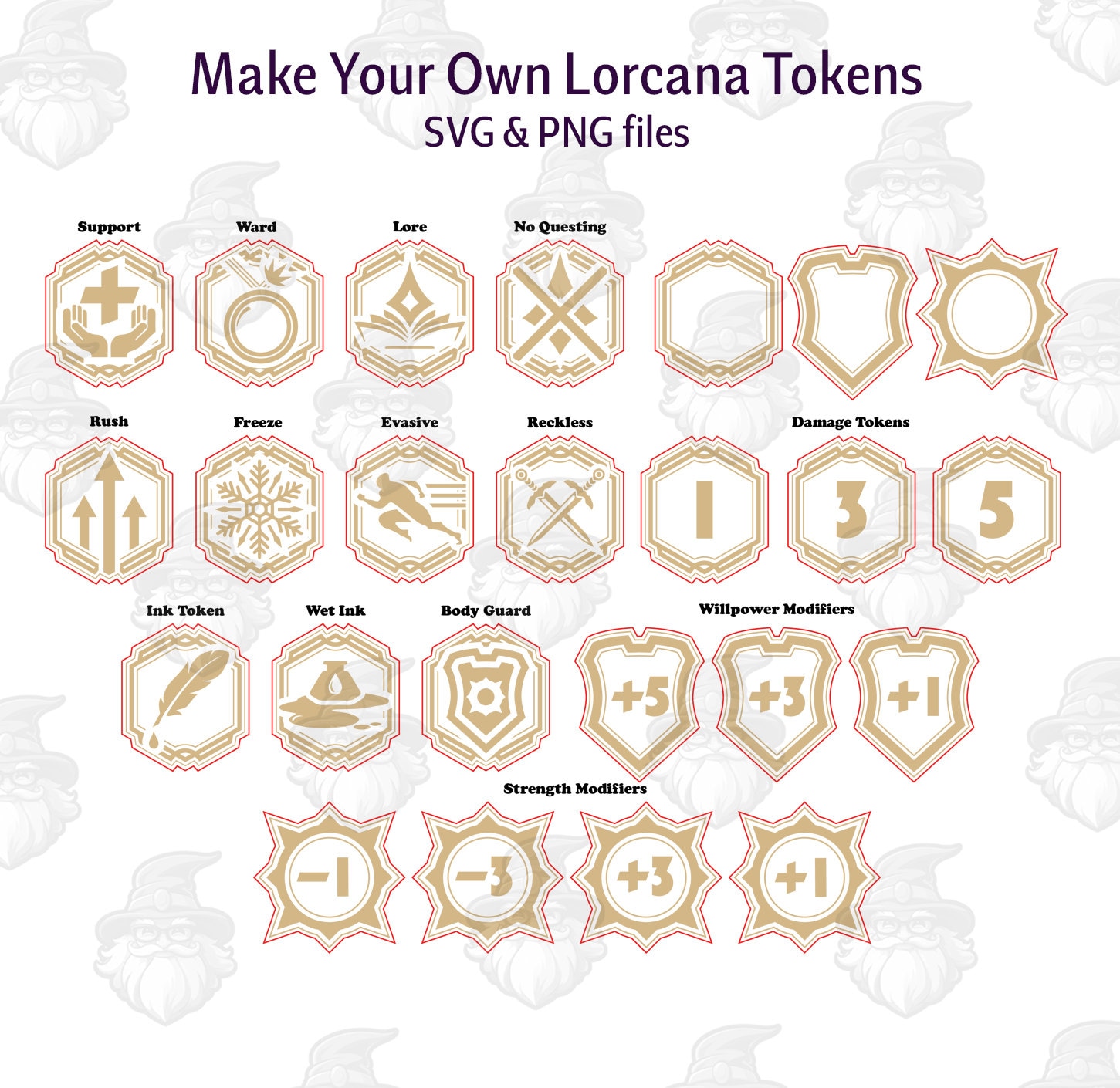 Lorcana Token Set Vector Files Digital Download SVG & PNG Vector Images ...