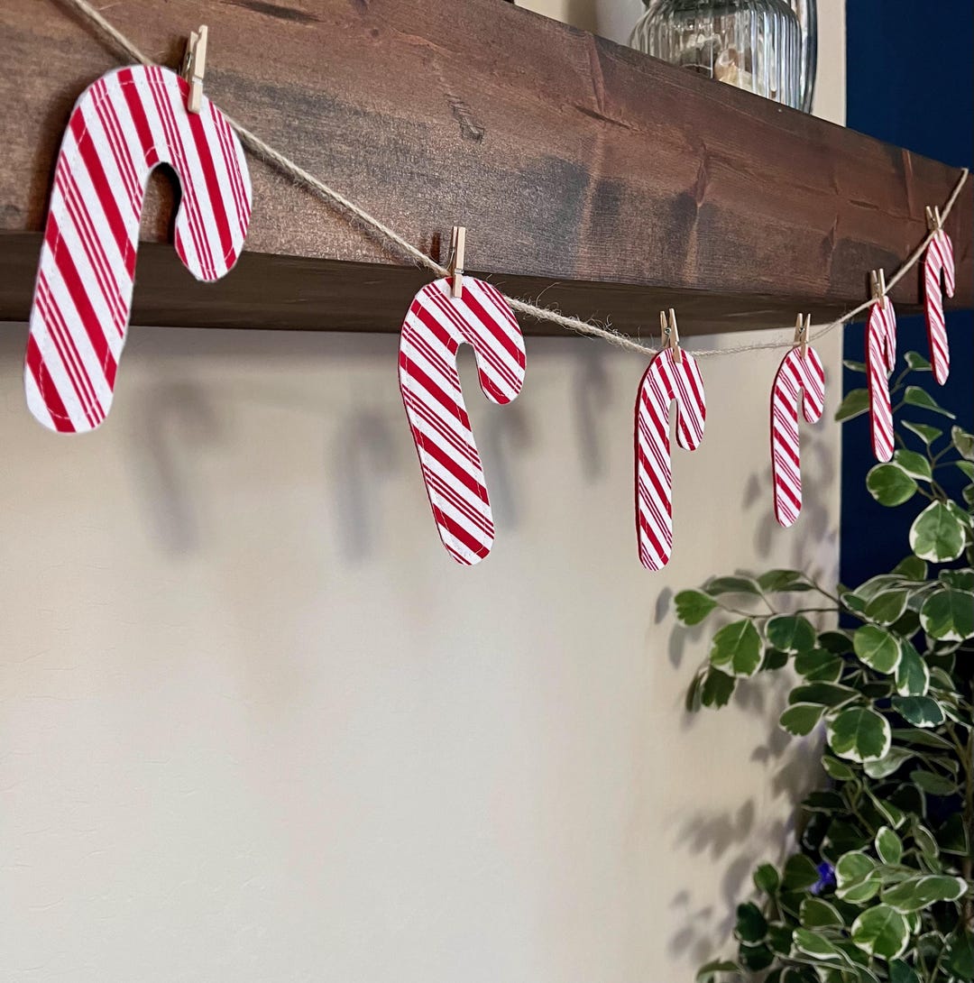 Candy Cane Garland, Candy Cane Banner, Striped Candy Cane Garland ...