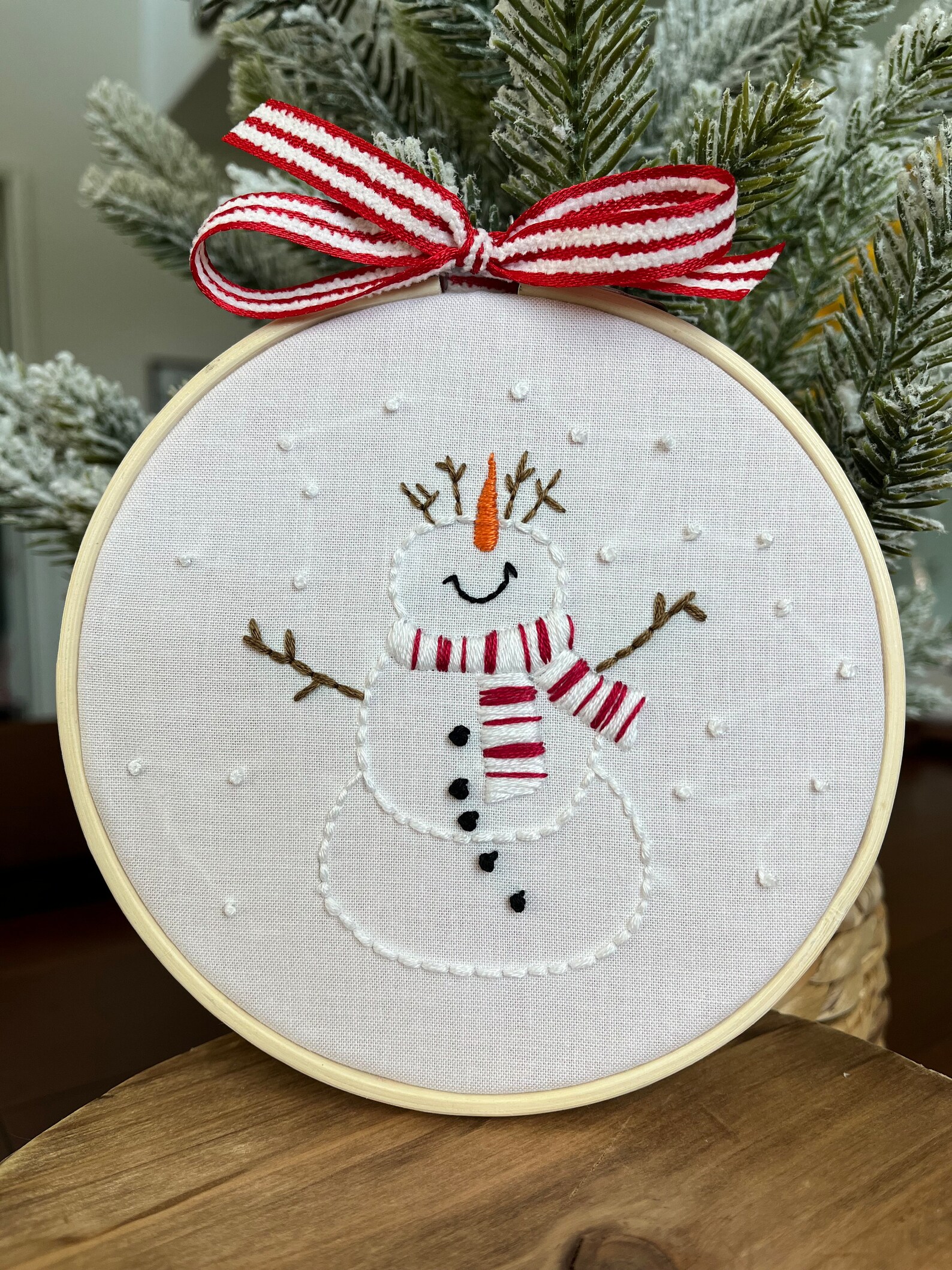 Hand Embroidered Snowman Hoop - Etsy