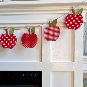 Gingham Apple Garland, Polka Dot Apple Banner, Apple Garland, Back to ...