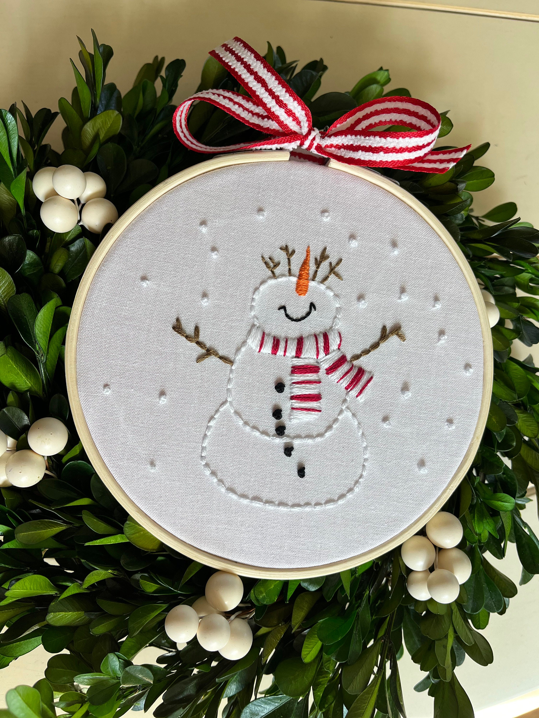 Hand Embroidered Snowman Hoop - Etsy