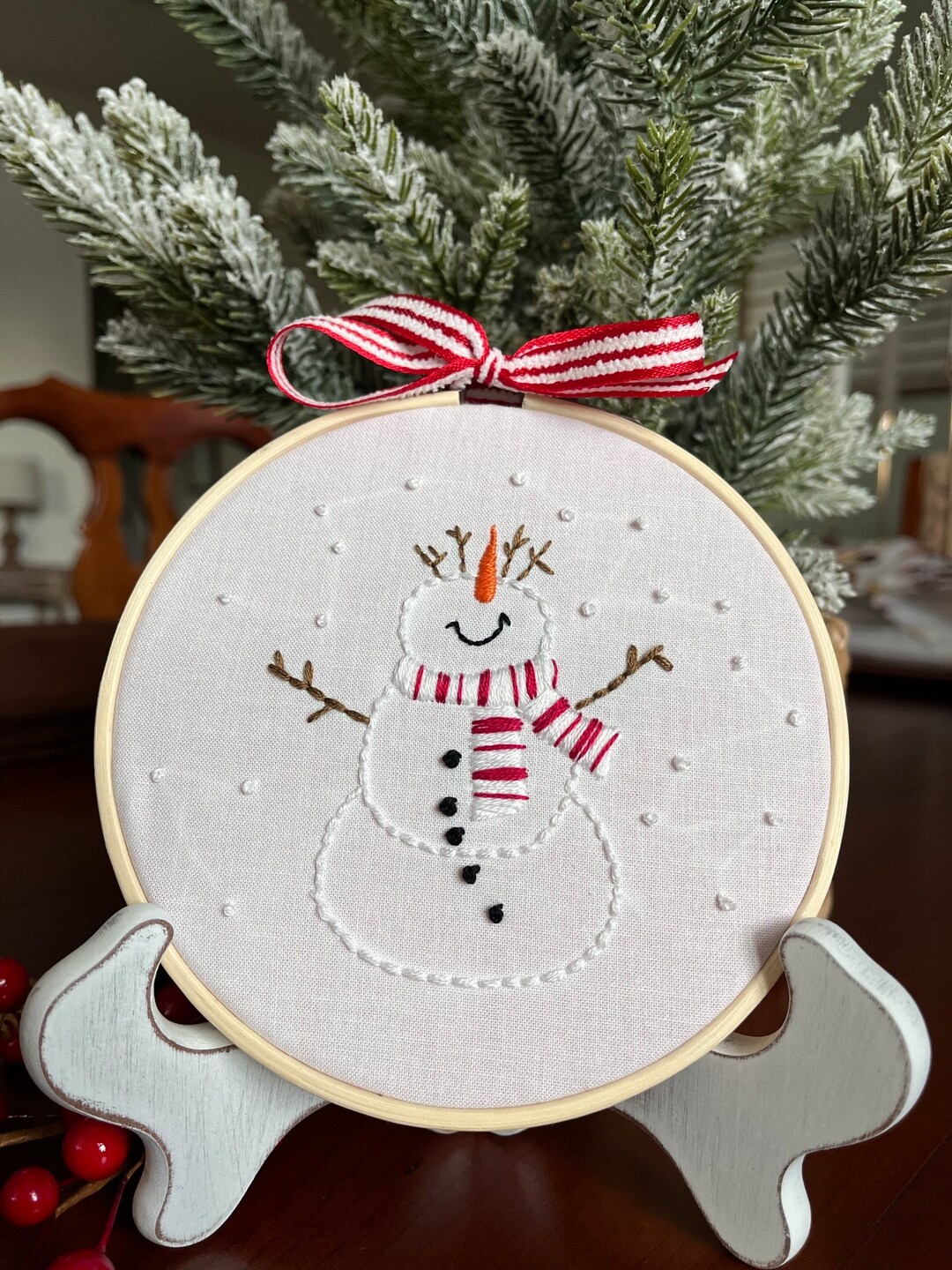 Hand Embroidered Snowman Hoop - Etsy