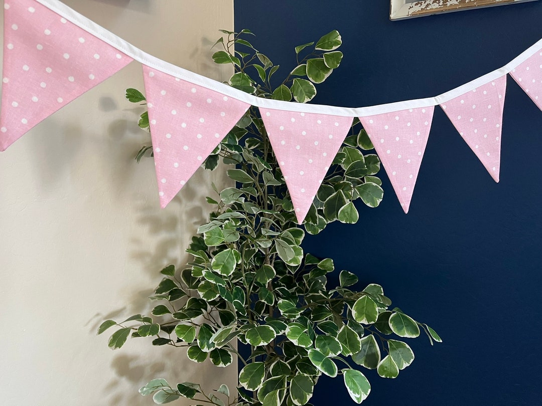 Blush Pink Bunting Banner, Polka Dot Bunting Banner - Etsy