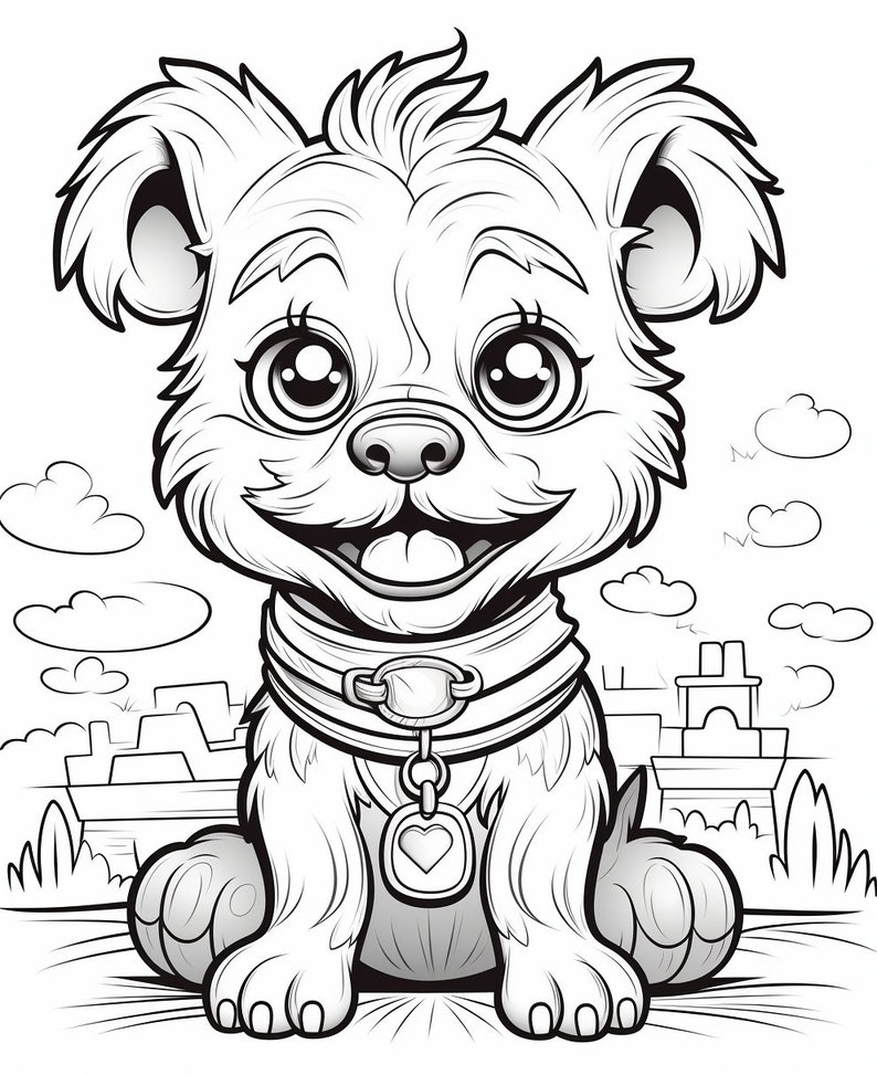 16 Printable Cute Dog PDF Coloring Book Coloring for Kids - Etsy