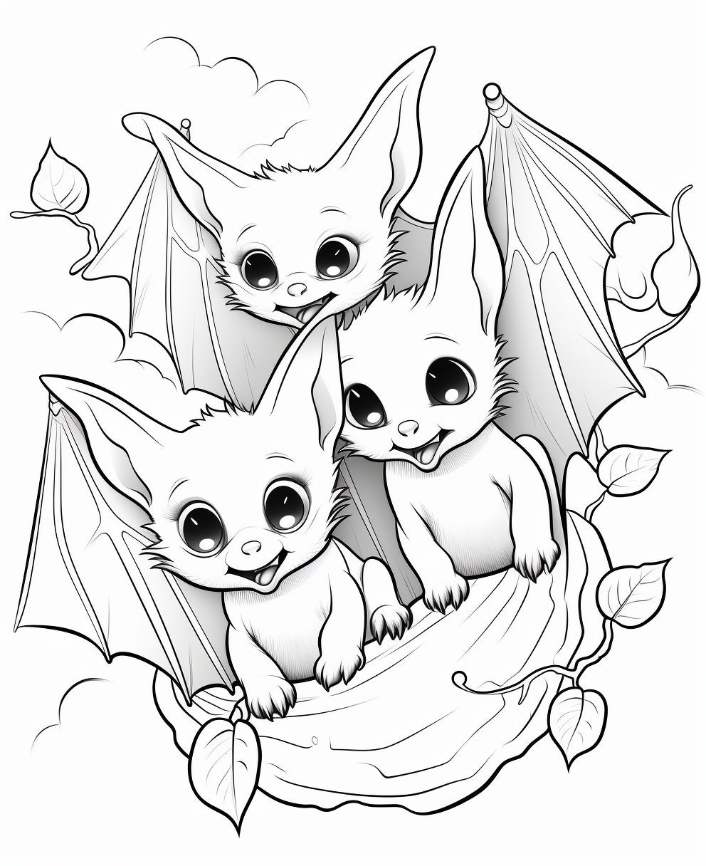 16 Printable Bats PDF Coloring Book Coloring for Kids - Etsy