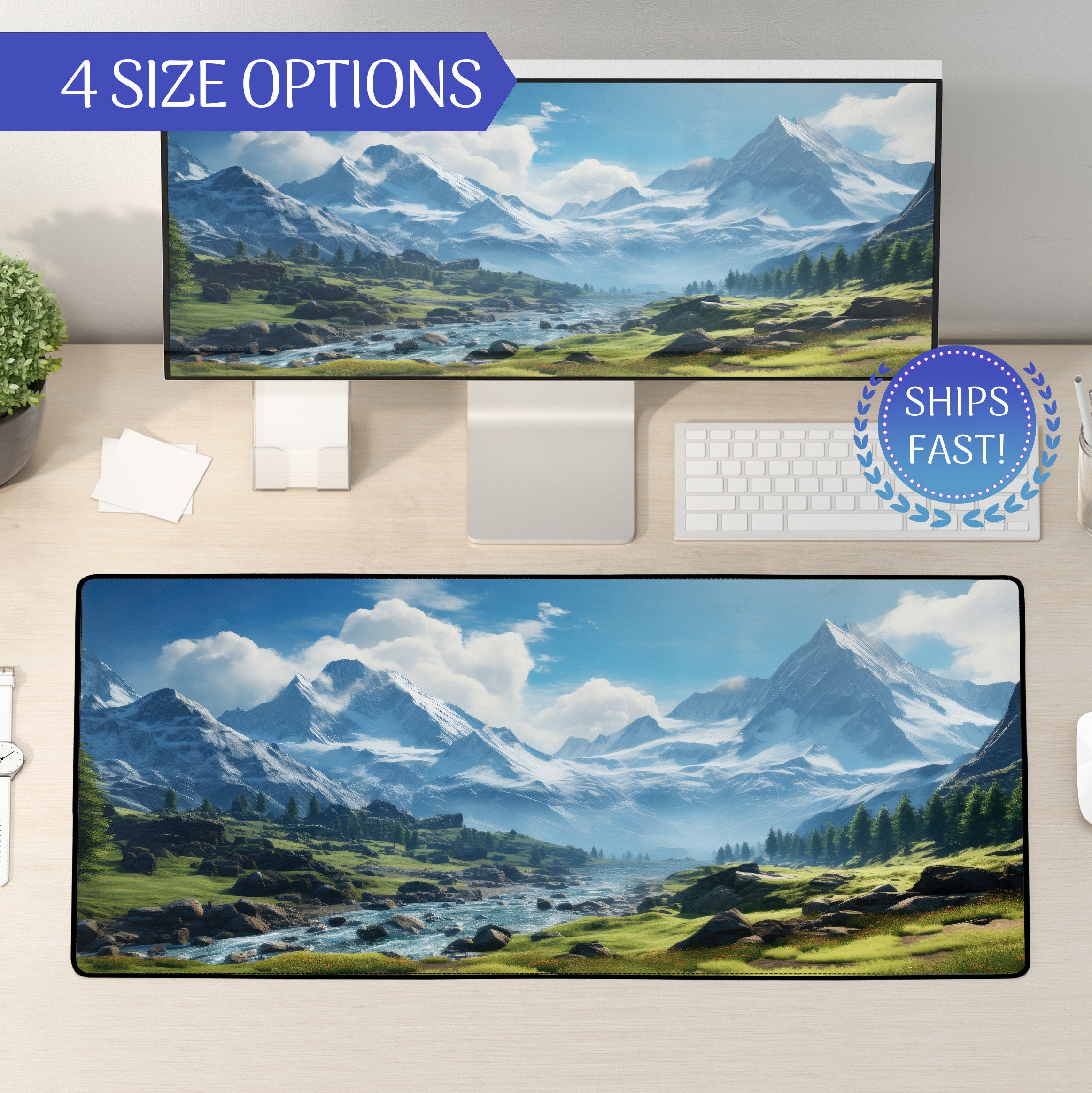 Mountain Desk Mat, Mountain Mouse Pad, Nature Desk Mat, Forest Mouse Pad, Neoprene Gaming Mat ...