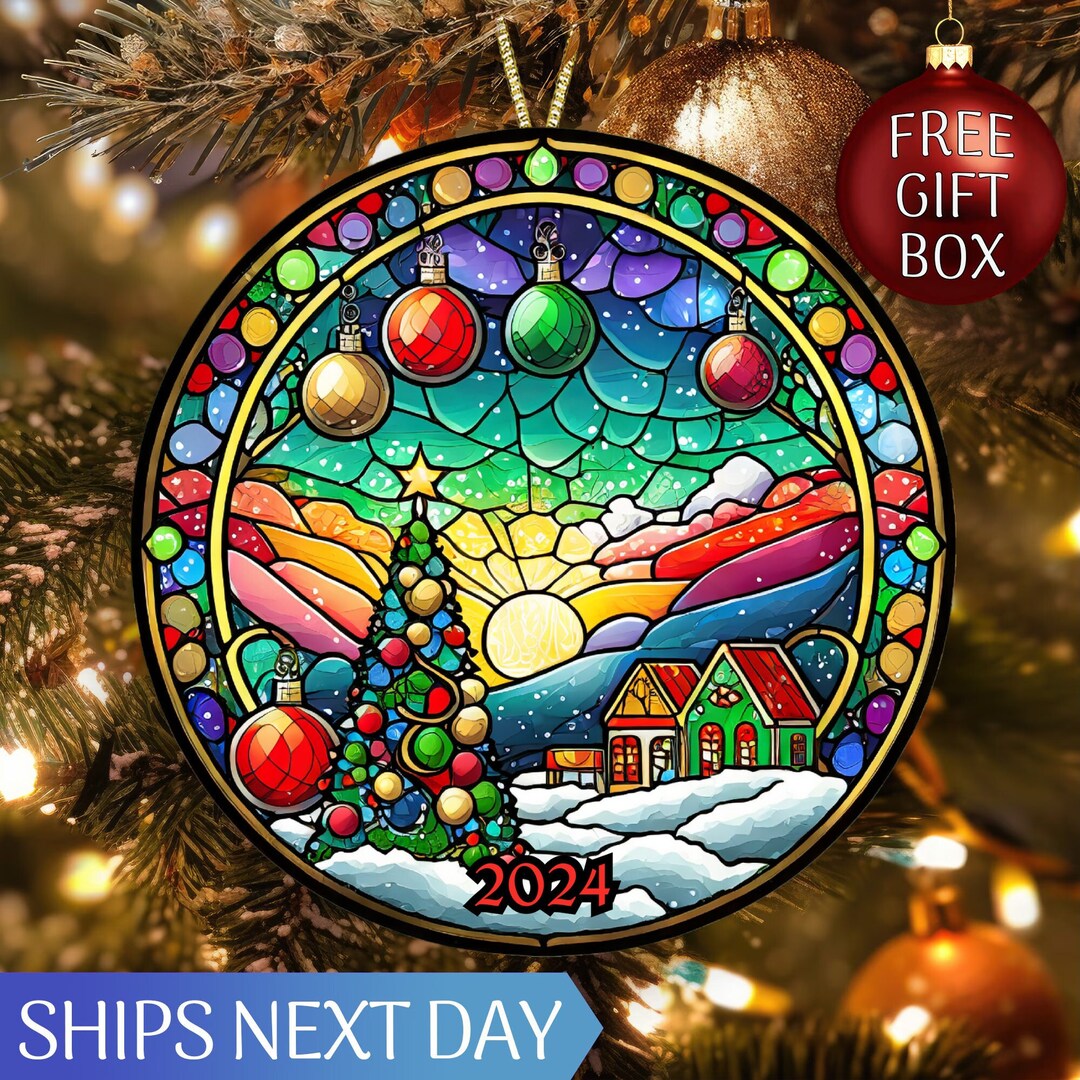 Faux Stained Glass 2024 Christmas Ornament, 2024 Ornament, Christmas ...