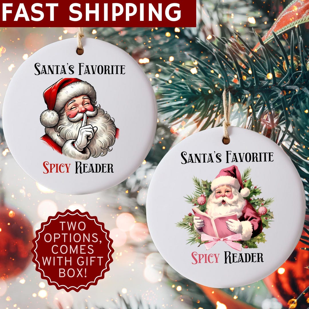 Santa's Favorite Spicy Reader Christmas Ornament, Book Ornament ...
