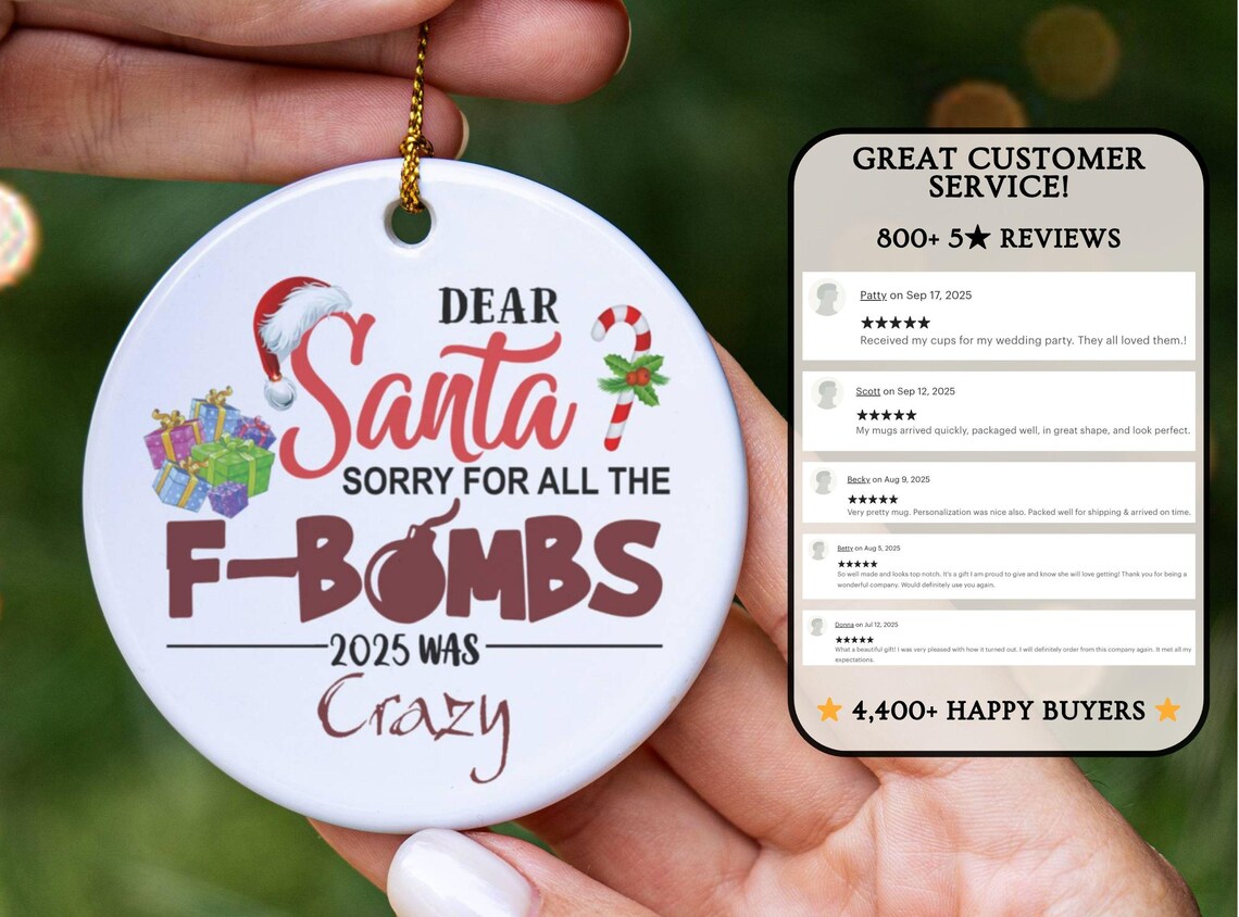 Sorry Santa for All the F-bombs 2024 Was Crazy Funny Christmas Ornament ...