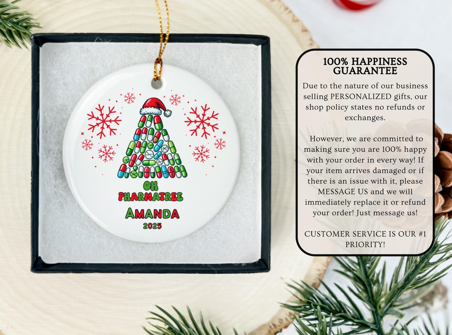 Custom Pharmacy Christmas Ornament 2024, Personalized Gift for ...