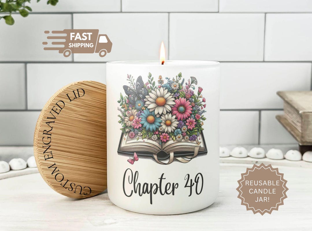 Personalized 40th Birthday Candle, 40th Gifts for Women, Chapter 40 ...