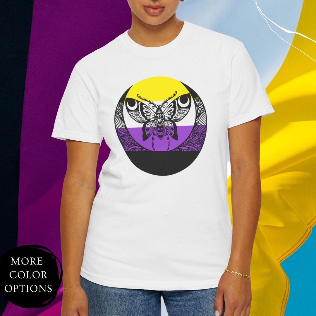 Moon and Moth Non Binary Shirt, Non Binary Gifts, Non Binary Pride, Non Binary, Non-binary Pride ...