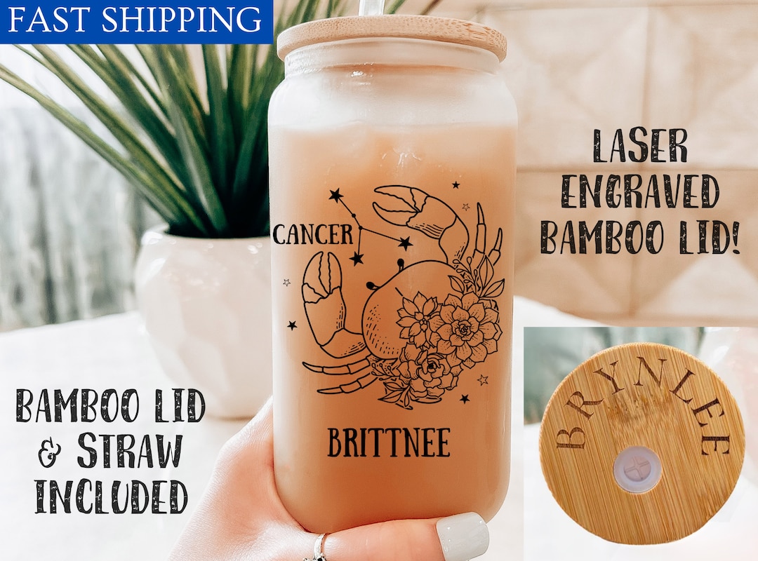Personalized Cancer Zodiac Cup, Cancer Horoscope Glass Tumbler, Cancer ...