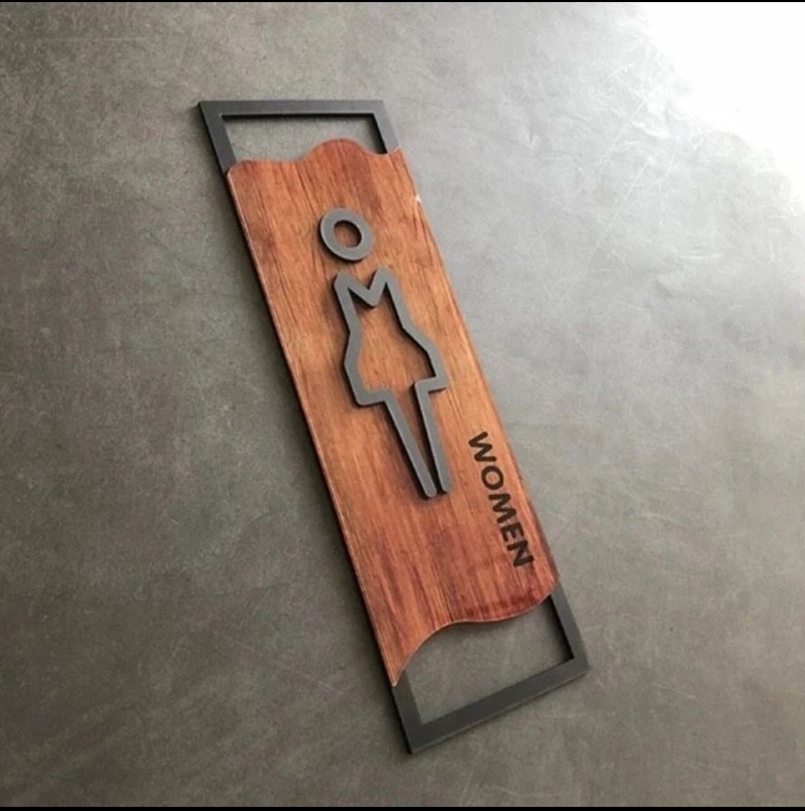Bathroom Sign With Raised Figures, Laser Cut Acrylic on Wood, Restroom ...