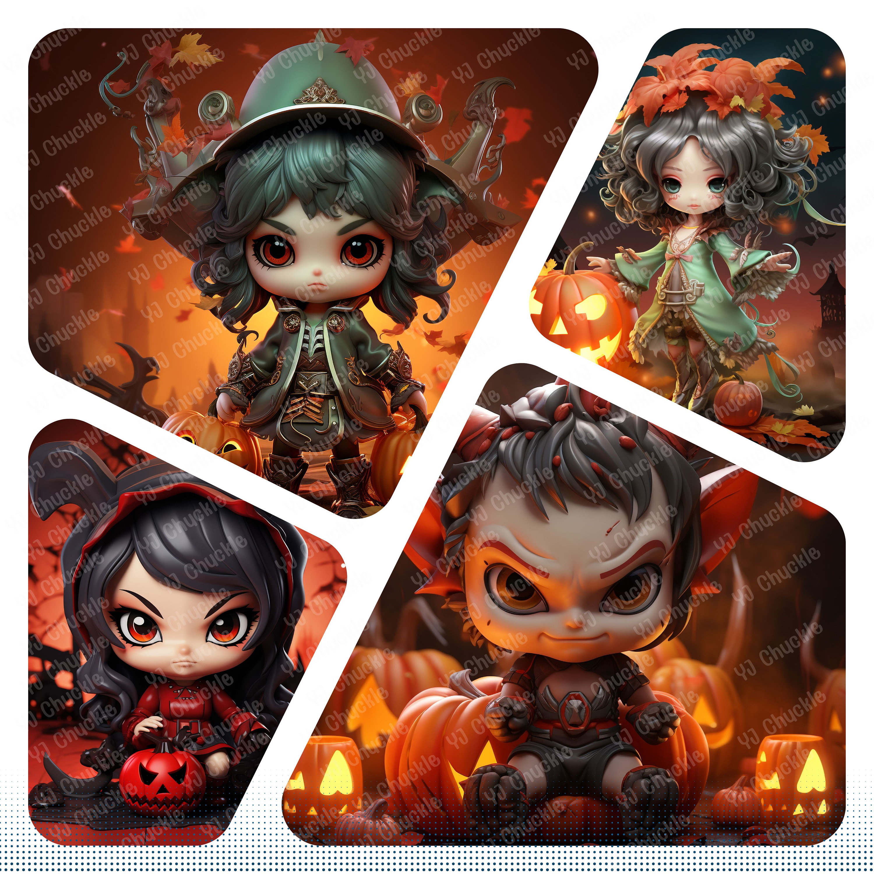 11.cute Chibi-style 3D Halloween Wallpaper, Spooktacular Chibi 3D ...
