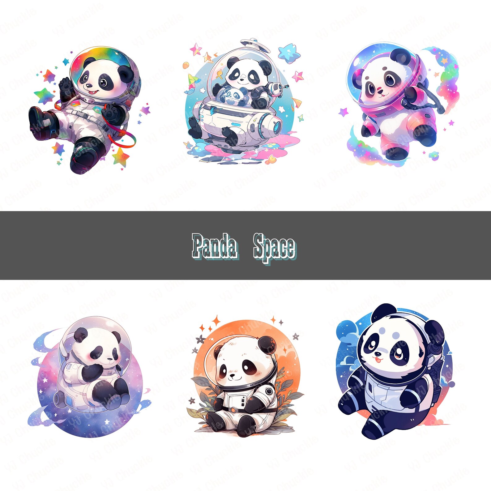 10.sticker Panda Space Collection, 6 Printable Sticker Sheet 1016 CM ...