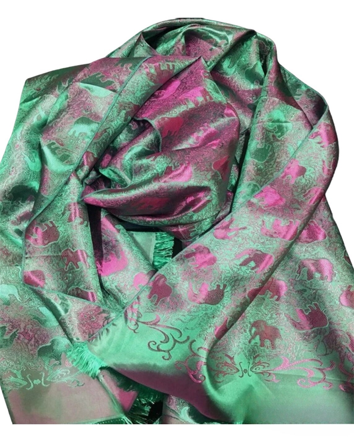 Silk Elephant Scarf: Boho Shawl, Thailand Souvenir - Etsy