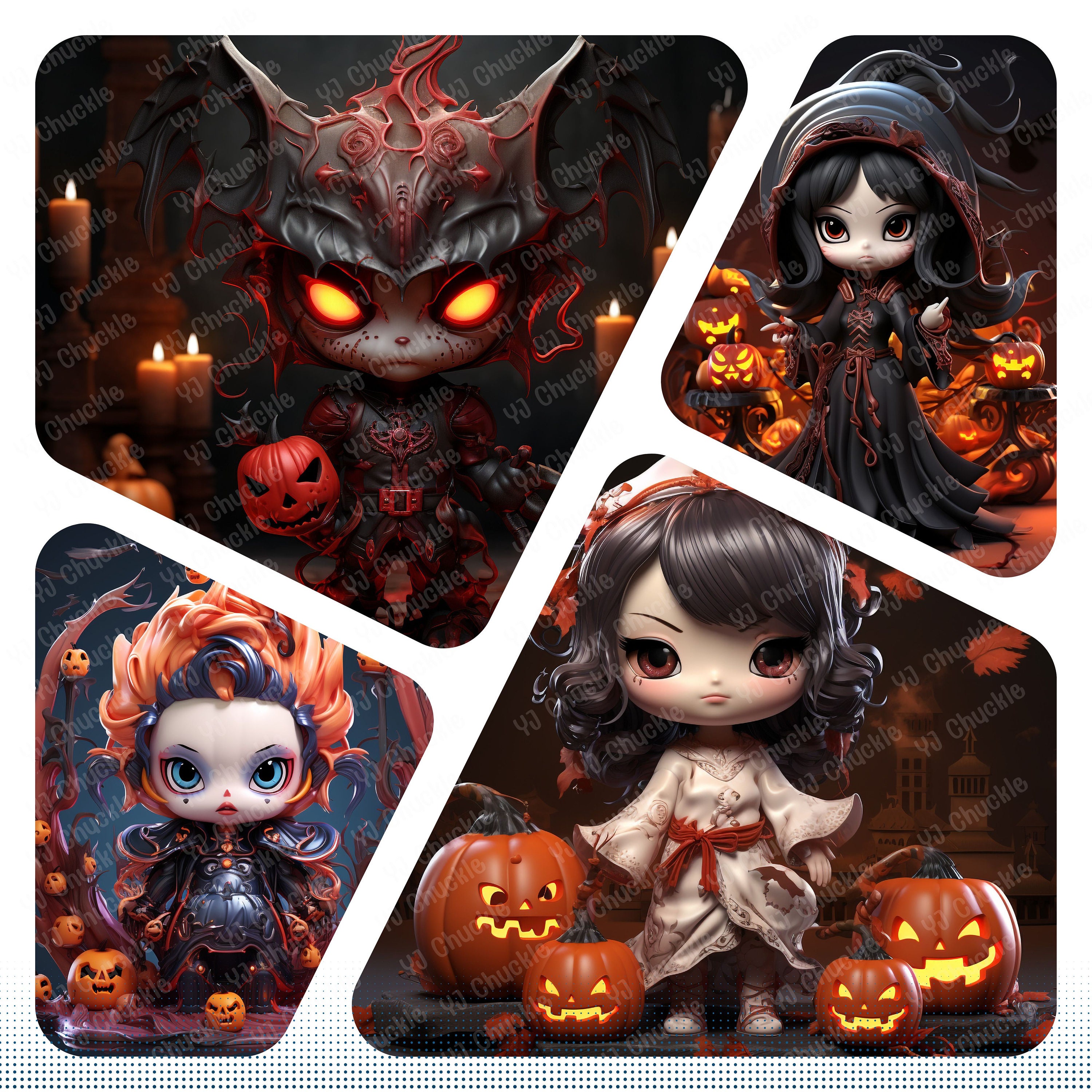 11.cute Chibi-style 3D Halloween Wallpaper, Spooktacular Chibi 3D ...