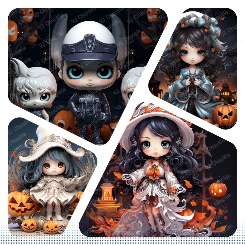11.cute Chibi-style 3D Halloween Wallpaper, Spooktacular Chibi 3D ...