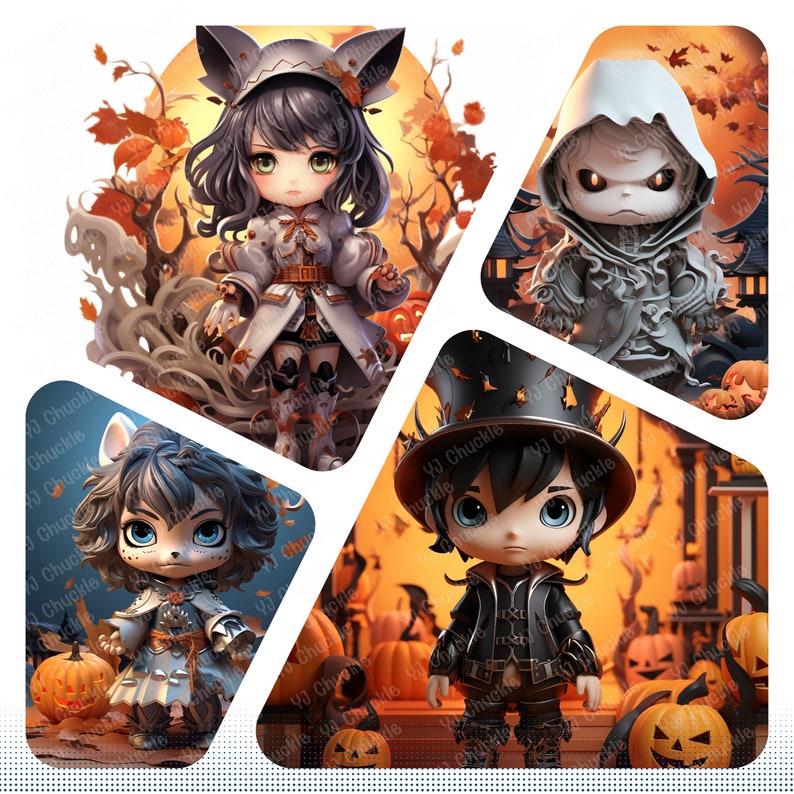 11.cute Chibi-style 3D Halloween Wallpaper, Spooktacular Chibi 3D ...
