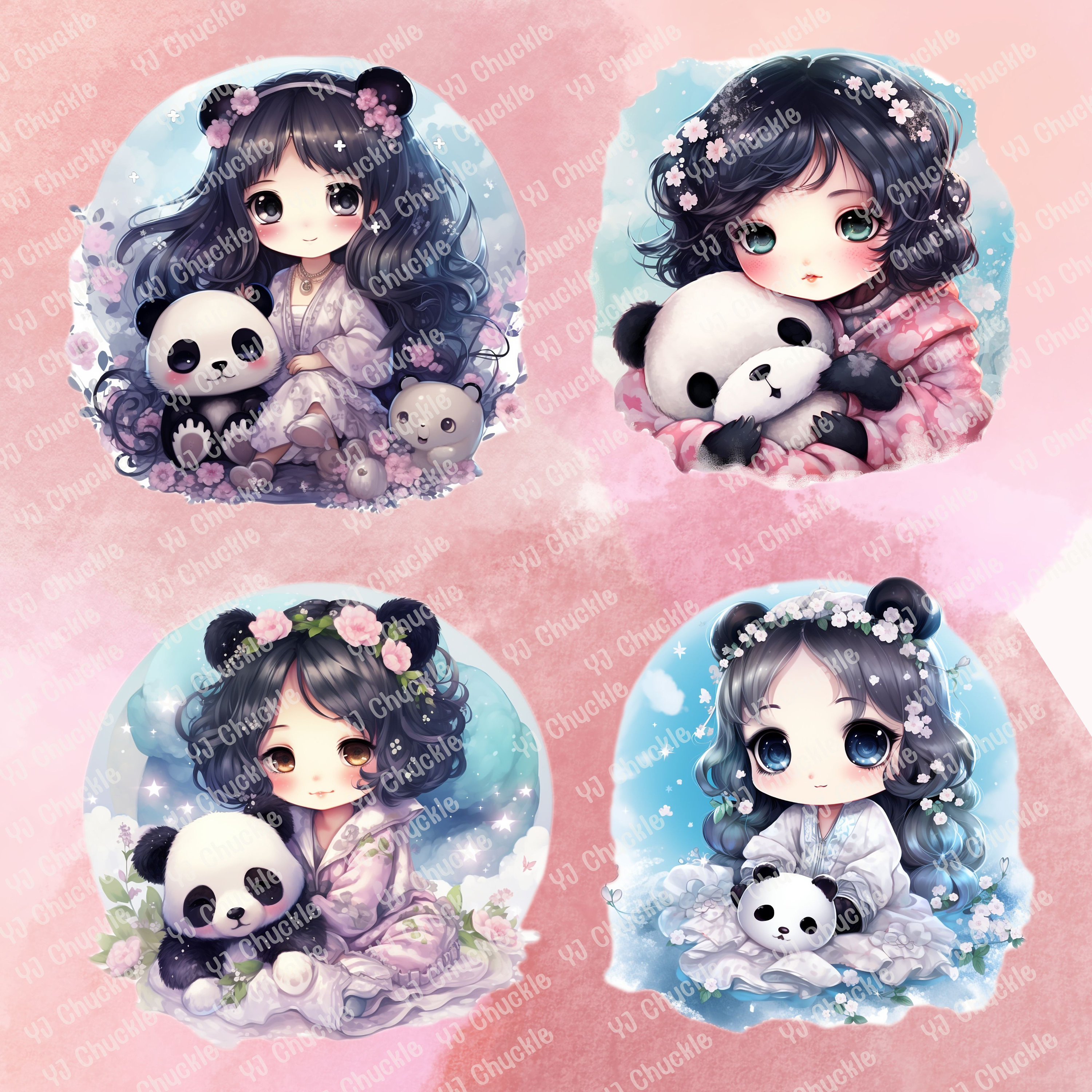 17.panda & Chibi Girl Clipart, Cute Chibi Style Girl, Cute Panda, High ...
