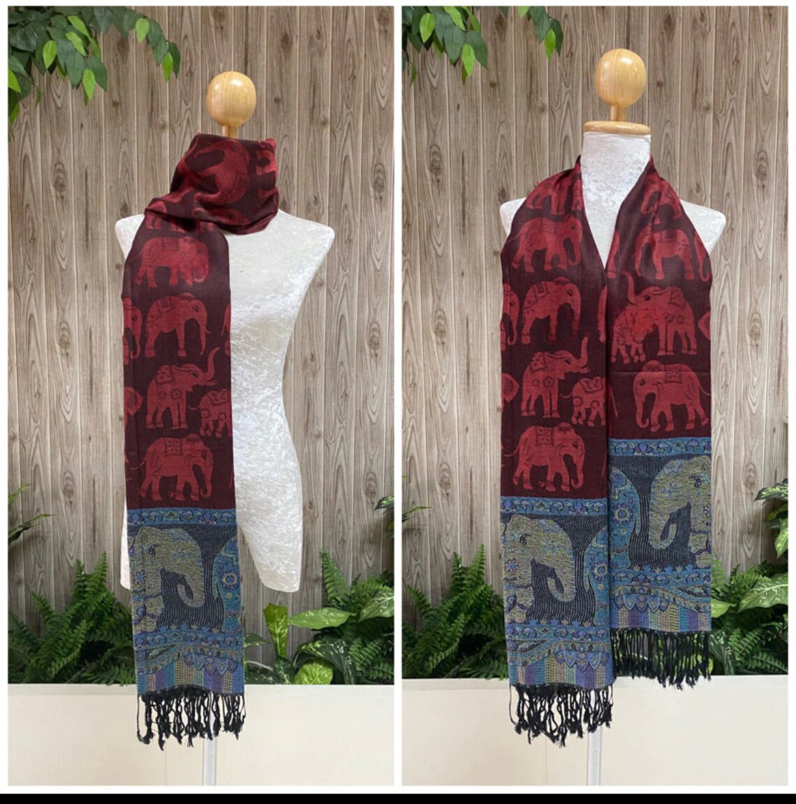 Scarf Shawl Wrap Gift Idea Elephant Pattern Souvenir Stylish Scarf All ...