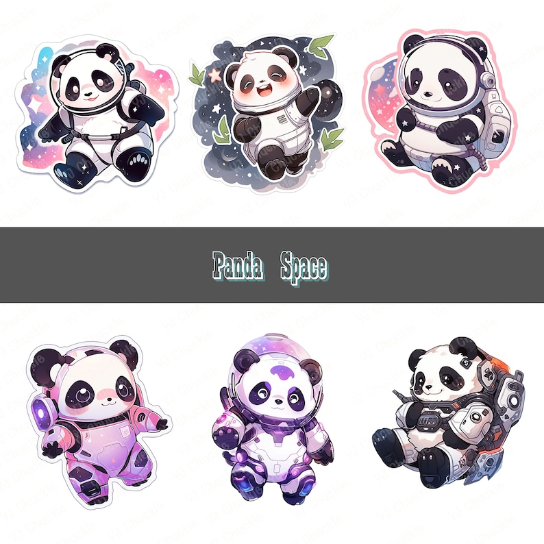 10.sticker Panda Space Collection, 6 Printable Sticker Sheet 1016 CM ...