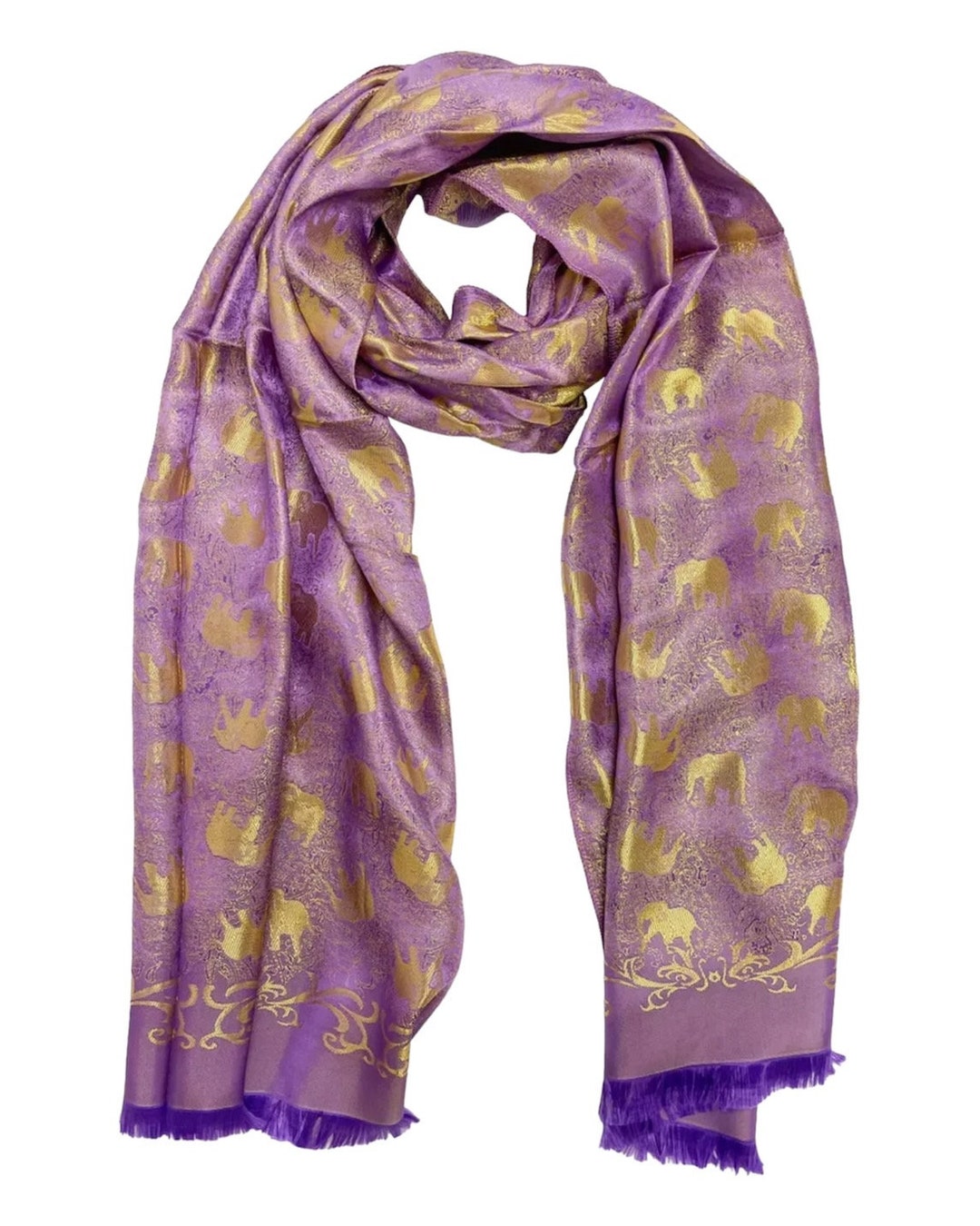 Silk Scarf Shawl Elephant Design Gift Idea Souvenir Stylish Elegant ...