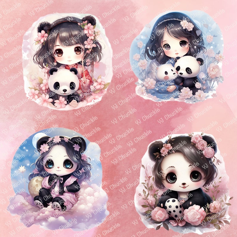 17.panda & Chibi Girl Clipart, Cute Chibi Style Girl, Cute Panda, High ...