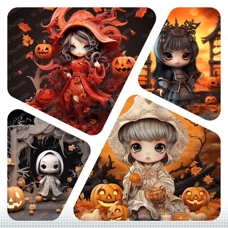 11.cute Chibi-style 3D Halloween Wallpaper, Spooktacular Chibi 3D ...