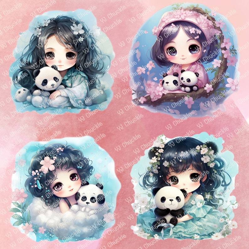 17.panda & Chibi Girl Clipart, Cute Chibi Style Girl, Cute Panda, High ...