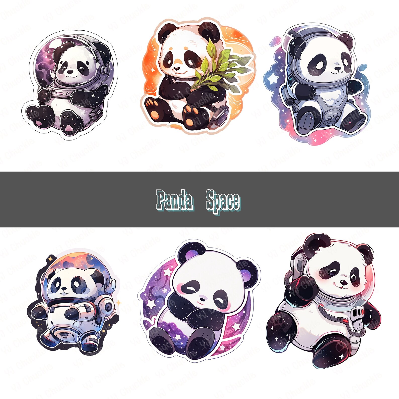 10.sticker Panda Space Collection, 6 Printable Sticker Sheet 1016 CM, Instant Digital Download ...