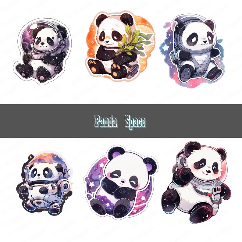 10.sticker Panda Space Collection, 6 Printable Sticker Sheet 1016 CM ...